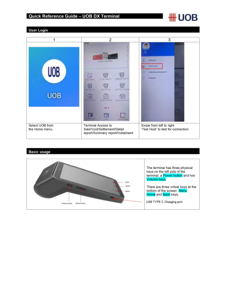 Ingenico | AXIUM DX8000 - Quick reference guide - UOB